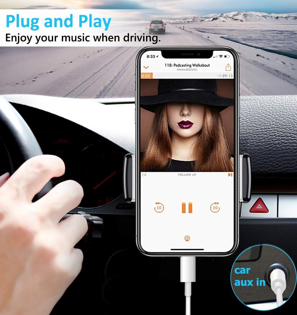 [Apple MFi Certified] iPhone Aux Cord for Car, Lightning to 3.5mm Audio Stereo Cable Compatible for iPhone 14/13/12/11/XS/XR/X/8/7 iPad/iPod for Car/Home Stereo, Speaker, Headphone, Support All iOS