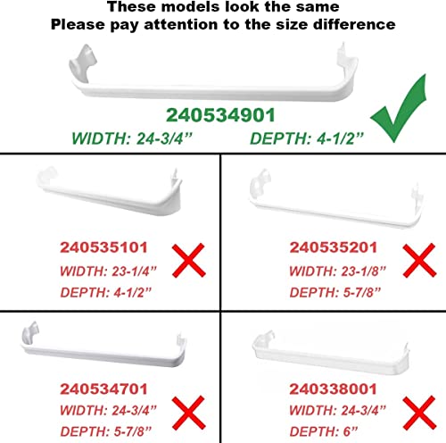 [UPGRADE] 2PCS 240534901 Refrigerator Door Shelf Bar Rail, Fit for frigidaire kenmore, Replace 948954, AP3214630, PS734935, EAP734935 Door Shelf Retainer Bar