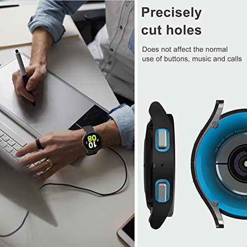 [5+5Pack] SPGUARD Galaxy Watch 5/Watch 4 44mm Screen Protector Case Cover,Tempered Glass Galaxy Watch 5/4 Screen Protector & Watch 5/4 Case Cover Hard PC Bumper for Samsung Galaxy Watch 5/4 44mm