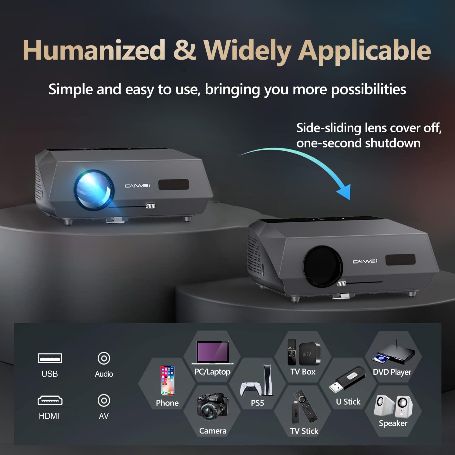 [Auto Focus+Keystone & 1200ANSI] Smart Daylight Projector 4K with WiFi6 & Two-way Bluetooth,Android TV Projector Streaming Apps,Ceiling Native 1080P Outdoor Movie Projector with 100" Anti-light Screen