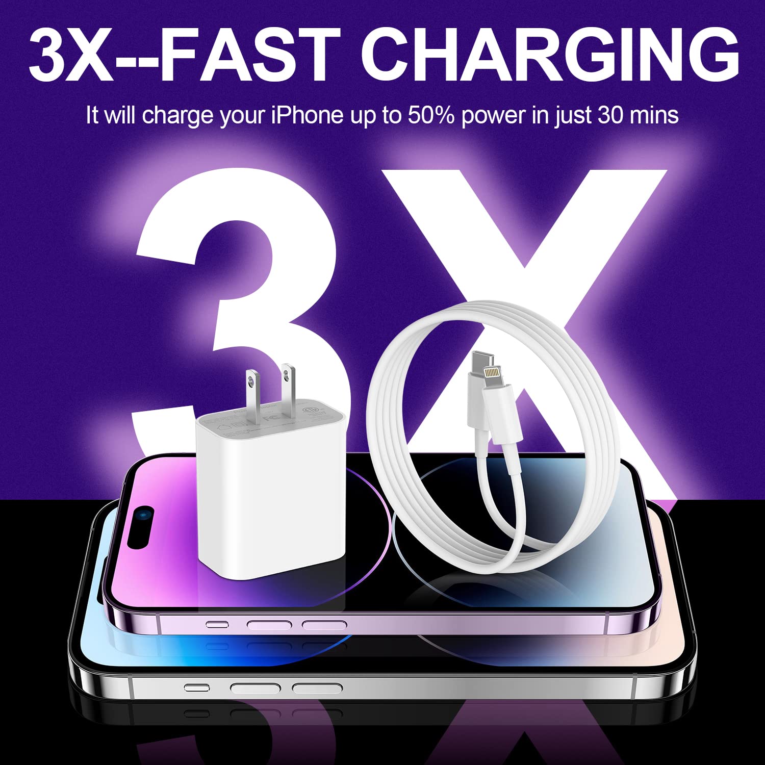 [Apple MFi Certified] iPhone Charger iPhone Fast Charger, 2Pack 20W PD Type C Wall Charger Block with 6FT USB-C to Lightning Cables Compatible with iPhone 14/13/ 12/11/ XS/XR/X/ 8 Plus/iPad