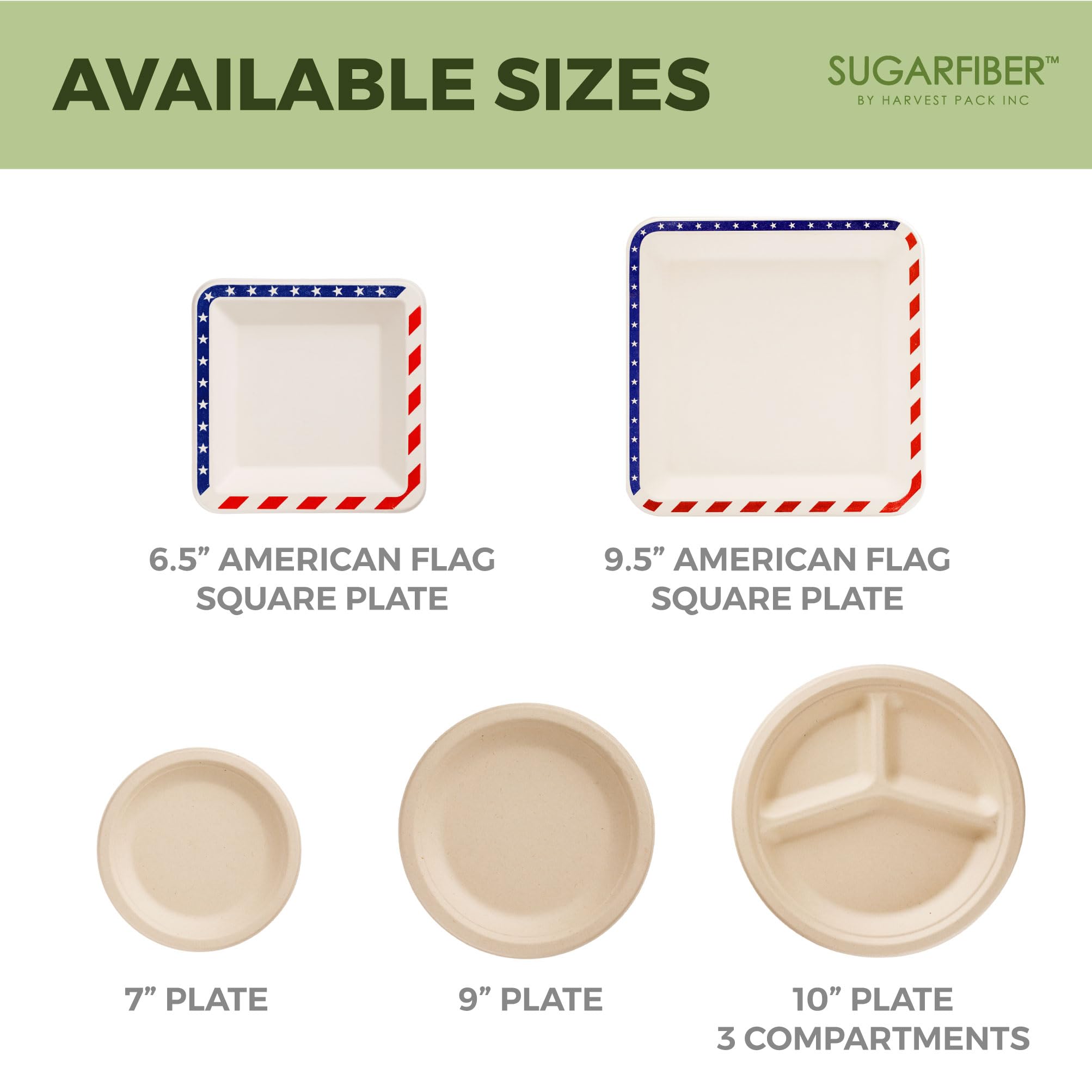 [500 COUNT]Sugarfiber by Harvest Pack 10-inch Round Disposable Compostable Paper Plates, Heavy-Duty Natural Bagasse Biodegradable Plate, Made From Eco-Friendly Sugarcane Plant Fibers