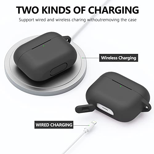 [7 in 1] AirPods Pro Case with Cleaner kit&Replacement Ear Tips,with Keychain and Anti-Lost String Accessories,Cleaning Pen for Air pods Pro Eartips with Noise Reduction Hole(Sizes S/M/L) - Black