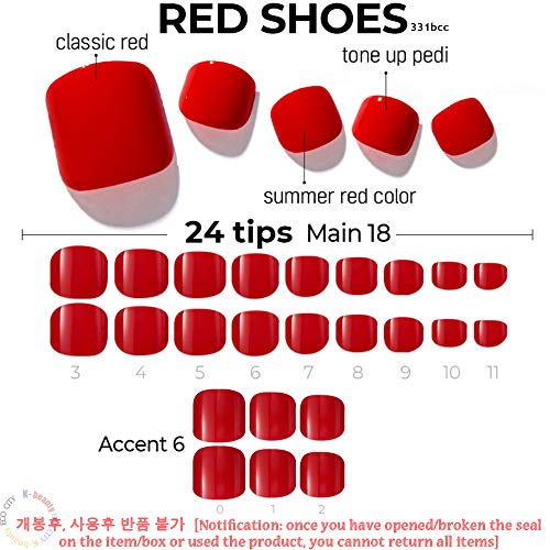 [DASHING DIVA -Toes]Magic Press SUPER SLIM Fit- Pedicure (2 Different Designs 24+24strips)SO BLUE+RED SHOES336/31bcc