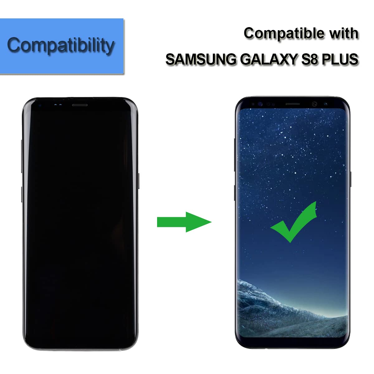 [No Fingerprint Support] New TFT LCD Screen Compatible with Samsung Galaxy S8+ Plus G955F G955P G955V G955T G955R4 LCD Touch Screen Display Assembly with Frame + Tools(Black)
