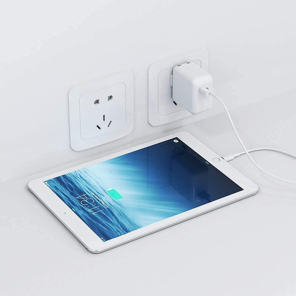 [Apple MFi Certified] iPad Charger, BAOYUANDA 12W USB Wall Fast Charger Foldable Portable Travel Plug with 2.4A USB to Lightning Charging Cable Data Sync Cord for iPhone, iPad, iPad Air, mini, Airpods