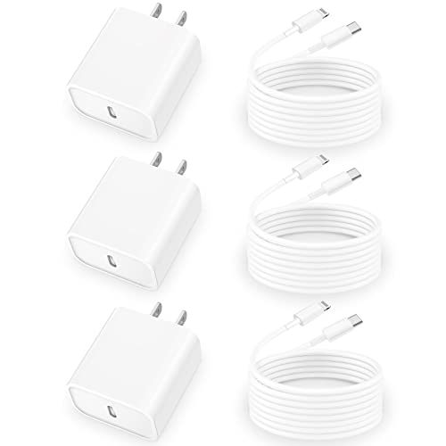 [Apple MFi Certified] iPhone 14 Pro Super Fast Charger, DLSDILASI 3 Pack 20W PD USB-C Smart Power Rapid Charger with 3 Pack 6FT Type-C to Lightning Quick Charge Cable for iPhone 14 13 12 11/XS/SE/iPad