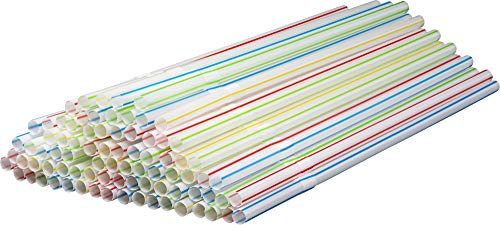 [500 Pack] Striped Flexible Plastic Drinking Straws Disposable Straw 8'' inches Tall Assorted Colors