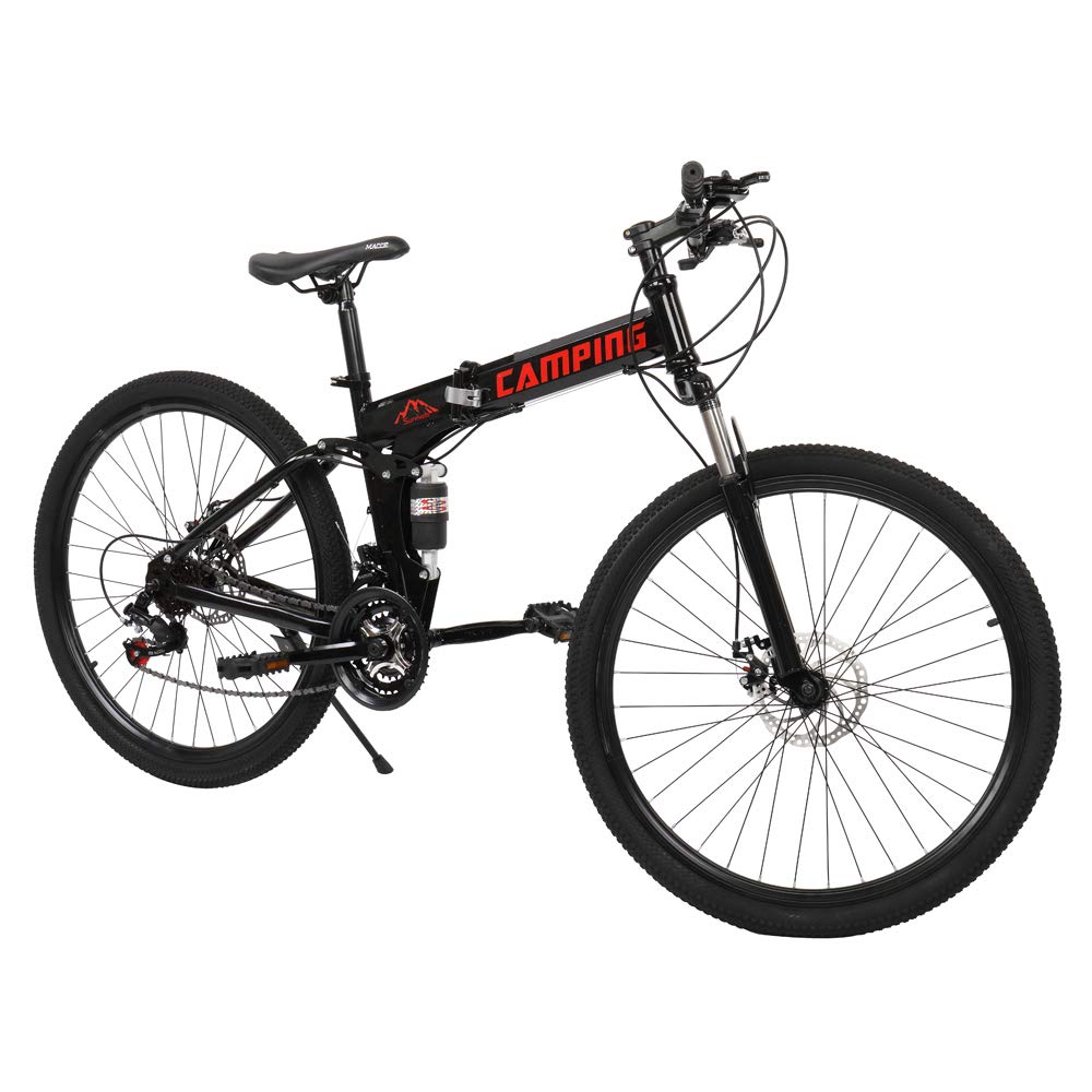 [Camping Survivals] 26-Inch 21-Speed Folding Mountain Bike Black（Do not Sell on Amazon）