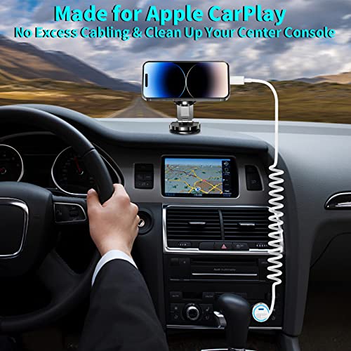 [Apple MFi Certified] iPhone Fast Car Charger, Caiinei 48W Dual PD/QC3.0 USB-C Power Car Charge Adapter + 2 Pack 6FT Coiled Lightning Cable Quick Car Charging for iPhone 14 13 12 11 Pro Max/XS/XR/iPad