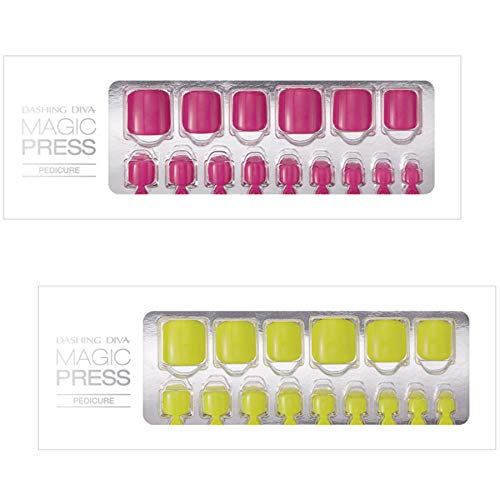[DASHING DIVA -Toes]Magic Press SUPER SLIM Fit- PEDICURE(2 Different Designs 24+24strips)SHOCKING PINK+PASSION NEON 332/33bcc