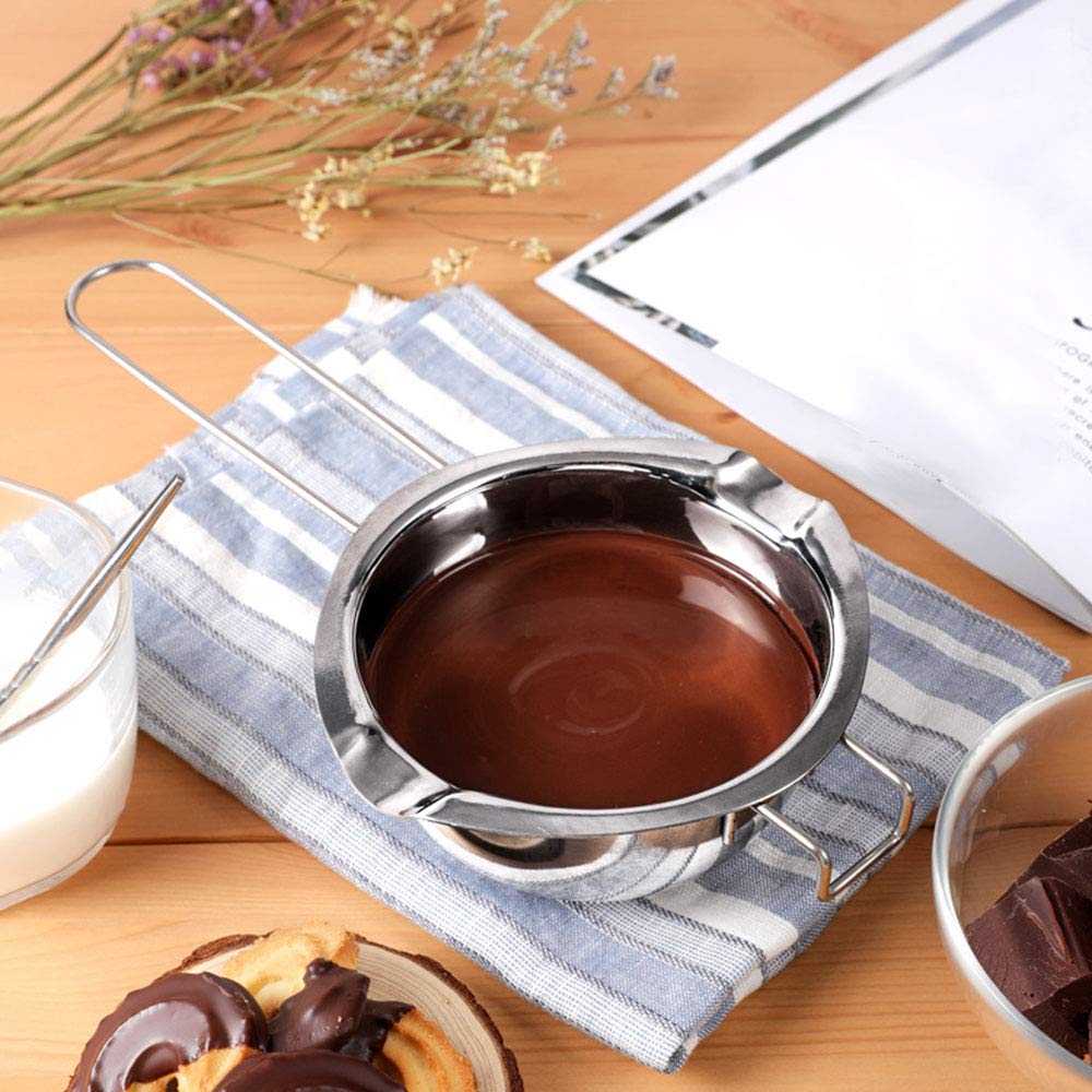 [New Upgrade] Stainless Steel Double Boiler Pot 600ML for Melting Chocolate, Butter, and Candle Making - 18/8 Steel Universal Insert