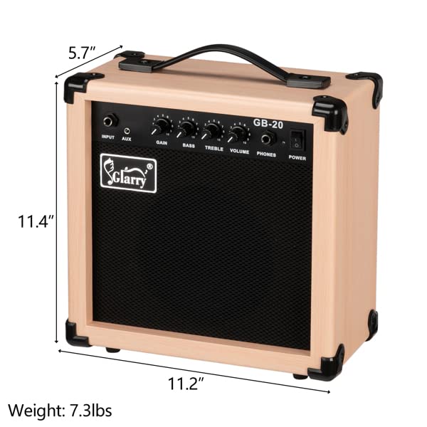 [Do Not Sell on Amazonf]Glarry 20W GB-20 Electric Bass Guitar Amplifier Natural Color