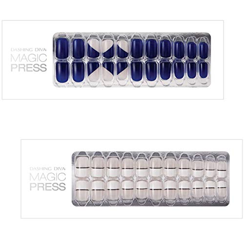 [DASHING DIVA–Nails]Premium Magic Press SUPER SLIM FIT(2 Different Designs 30+30strips in 12 sizes)BEYOND BLUE+WHITE LOVER 325/26bcc
