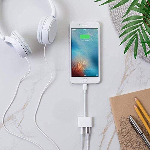 [Apple MFi Certified] 2 Pack Lightning to 3.5mm Headphone Jack Adapter 2 in 1 iPhone Headphones Adapter Charger and Aux Audio Splitter for iPhone 14/13/12/11/XS/XR/X/8/7 Charging+Music Control