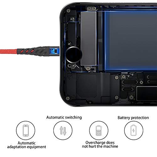 [MFi Certified] iPhone Charger,Lightning Cable 3 Pack 10 Foot Charger Cable, Data Sync Fast iPhone Charging Cable Cord for iPhone Xs/XS Max/XR/X / 8/8 Plus / 7/7 Plus / 6/6 Plus / 5s and More (Red)