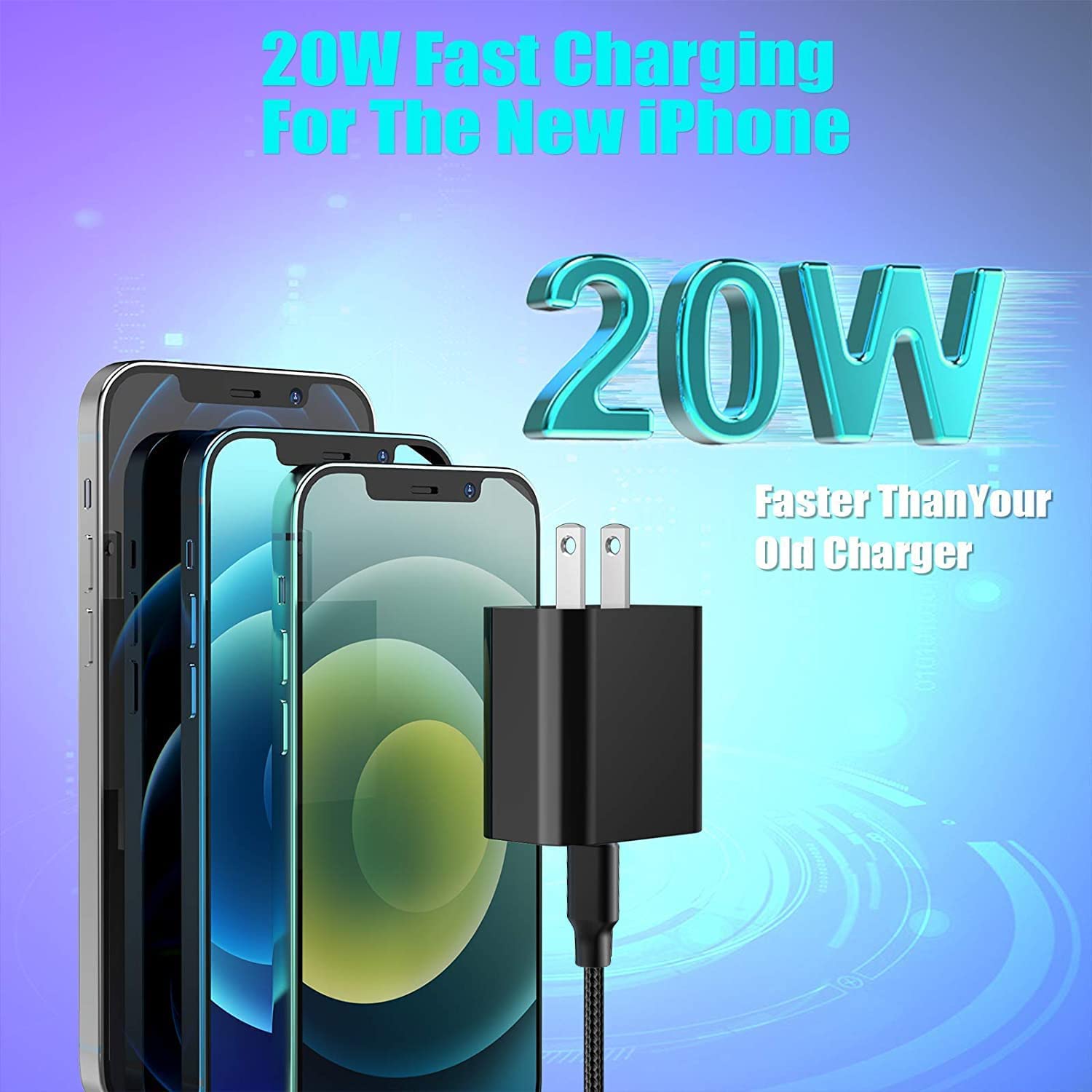 [Apple MFi Certified] iPhone Fast Charger, Stuffcool 20W USB-C Power Wall Charger with 6FT Nylon Braided Type-C to Lightning Quick Charge Sync Cable for iPhone 14 13 12 11 Pro XS Max/XR/X/iPad/AirPods
