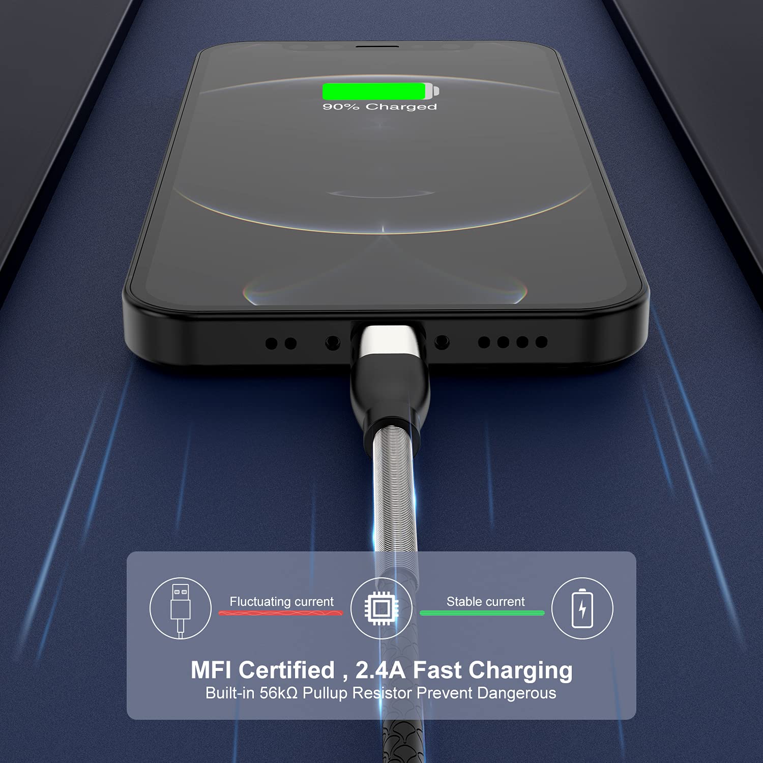 [MFi Certified] 2 Pack 3ft iPhone Charger Cable CyvenSmart for 3 Foot iPhone Charger Cord Data Sync Fast USB Charging Cable Cord Compatible for iPhone X Case/8/8 Plus/7/7 Plus/6/6s Plus/5s/5