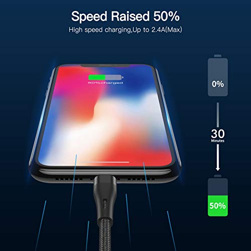 [Apple MFi Certified] iPhone Charger 6FT/3Pack USB to Lightning Cable, 6 Feet iPhone Cord Braided Charging USB Cables for iPhone 11/11Pro/11Max/X/XS/XR/XS Max/8/7/6/5S/SE/iPad Mini Air/Black