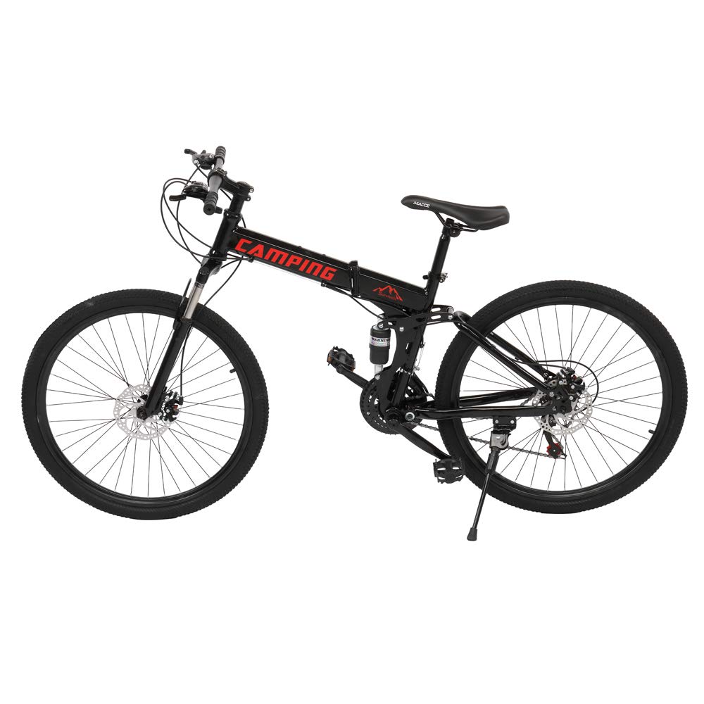 [Camping Survivals] 26-Inch 21-Speed Folding Mountain Bike Black（Do not Sell on Amazon）