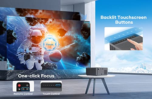 [Electric Focus] Projector with WiFi and Bluetooth, Portable Projector 4K Support, 500 ANSI 20000L, Touch Screen, Auto Vertical Keystone & 4P/6D, VACASSO Outdoor Movie Projector for Phone/PC/TV Stick
