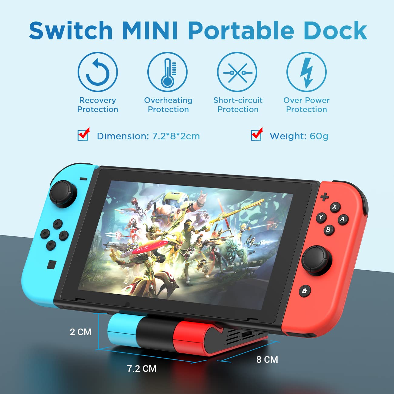 [New Version] TV Docking Station for Nintendo Switch, Knofarm Foldable TV Dock Charging Station with Gigabit Ethernet and 4K HDMI Adapter, Support 45W Fast Charging, Portable Switch Dock Station