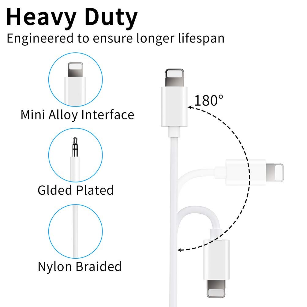 [Apple MFi Certified] iPhone Aux Cord for Car, Lightning to 3.5mm Audio Stereo Cable Compatible for iPhone 14/13/12/11/XS/XR/X/8/7 iPad/iPod for Car/Home Stereo, Speaker, Headphone, Support All iOS