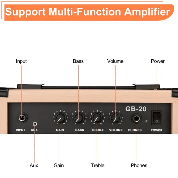 [Do Not Sell on Amazonf]Glarry 20W GB-20 Electric Bass Guitar Amplifier Natural Color