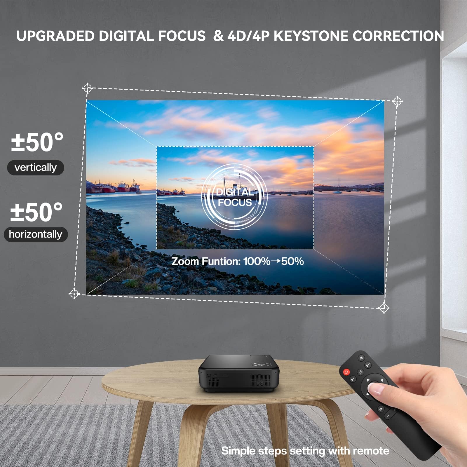[Electric Focus] Projector with Wifi and Bluetooth, 700 ANSI Portable Outdoor Projector 4K, Tkisko Native 1080P Movie Projector Outdoor Use, Compatible with iOS/Android/TV Stick