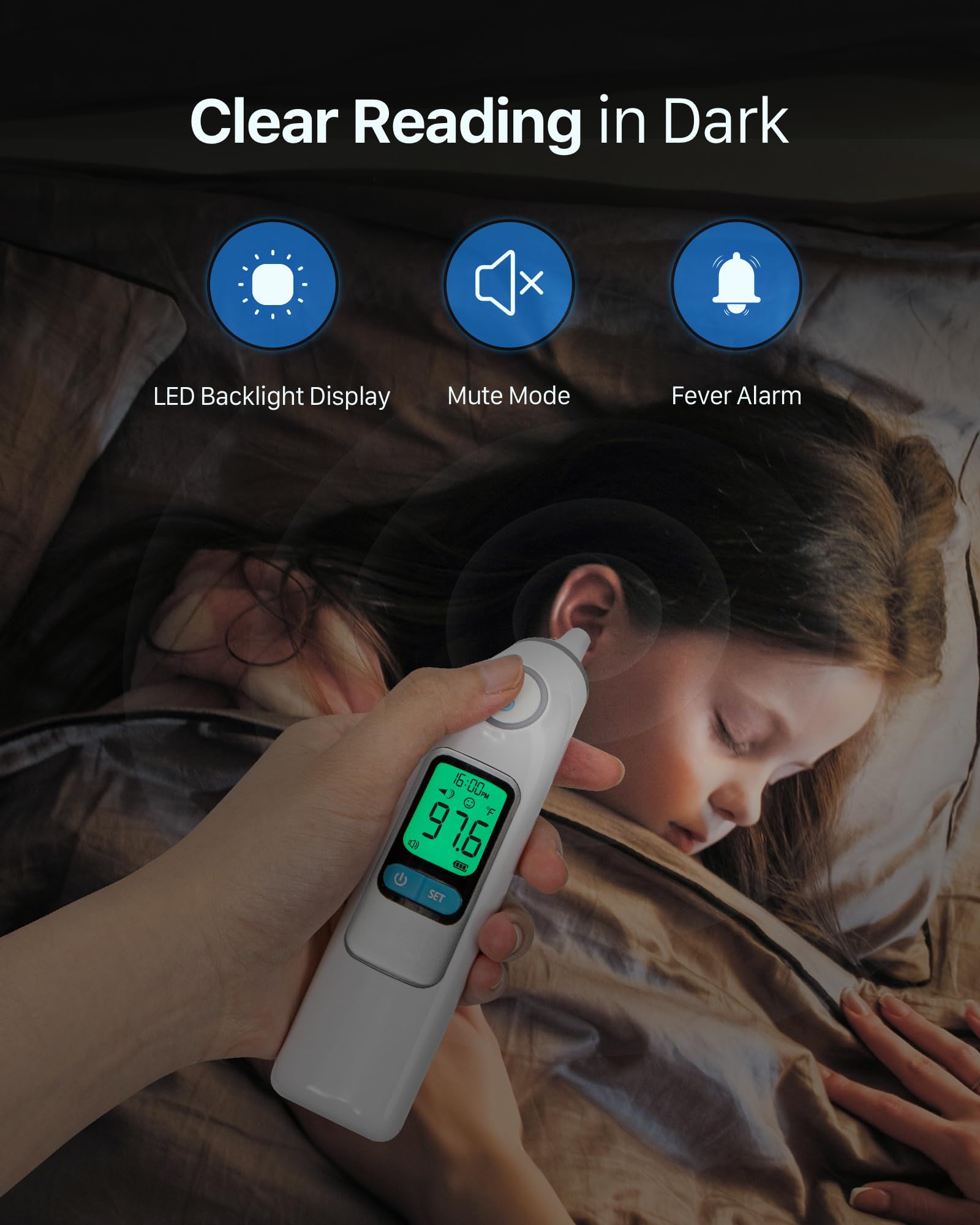 [Ear Thermometer Kit ] Femometer Family 1015 Ear Thermometer and 96X Probe Covers