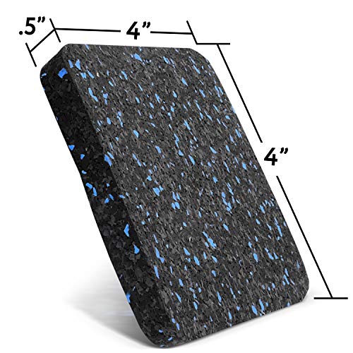 [6 Pack] Exercise Equipment Mat 4" x 4" x 0.5" Pads - Treadmill Mat for Carpet Protection - Protective Anti-Slip Treadmill Pad for Hardwood Floors & Carpets - Home Gym Accessories - Protect Floors