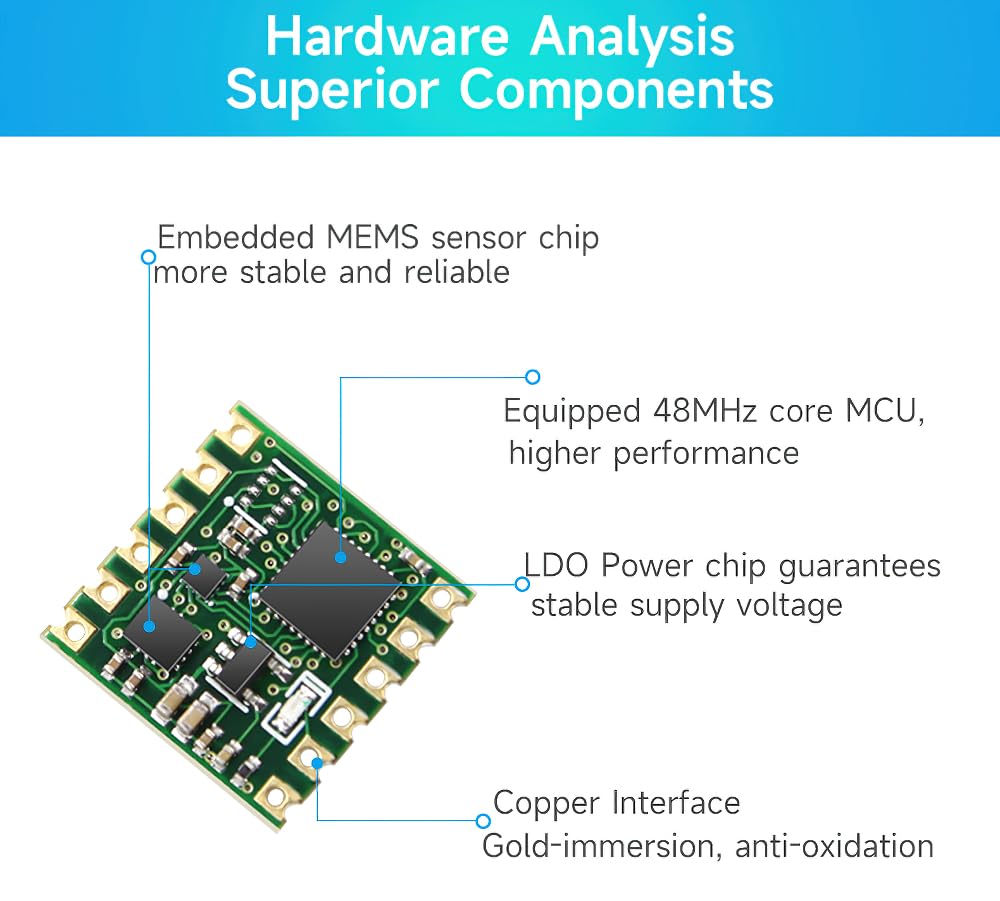 [Bluetooth Accelerometer+Inclinometer] BWT901 MPU9250 High-Precision 9-axis Gyro+Angle(XY 0.05° Accuracy)+Magnetometer with Kalman Filter, 200Hz High-Stability 3-axis IMU Sensor for PC/Android/Arduino