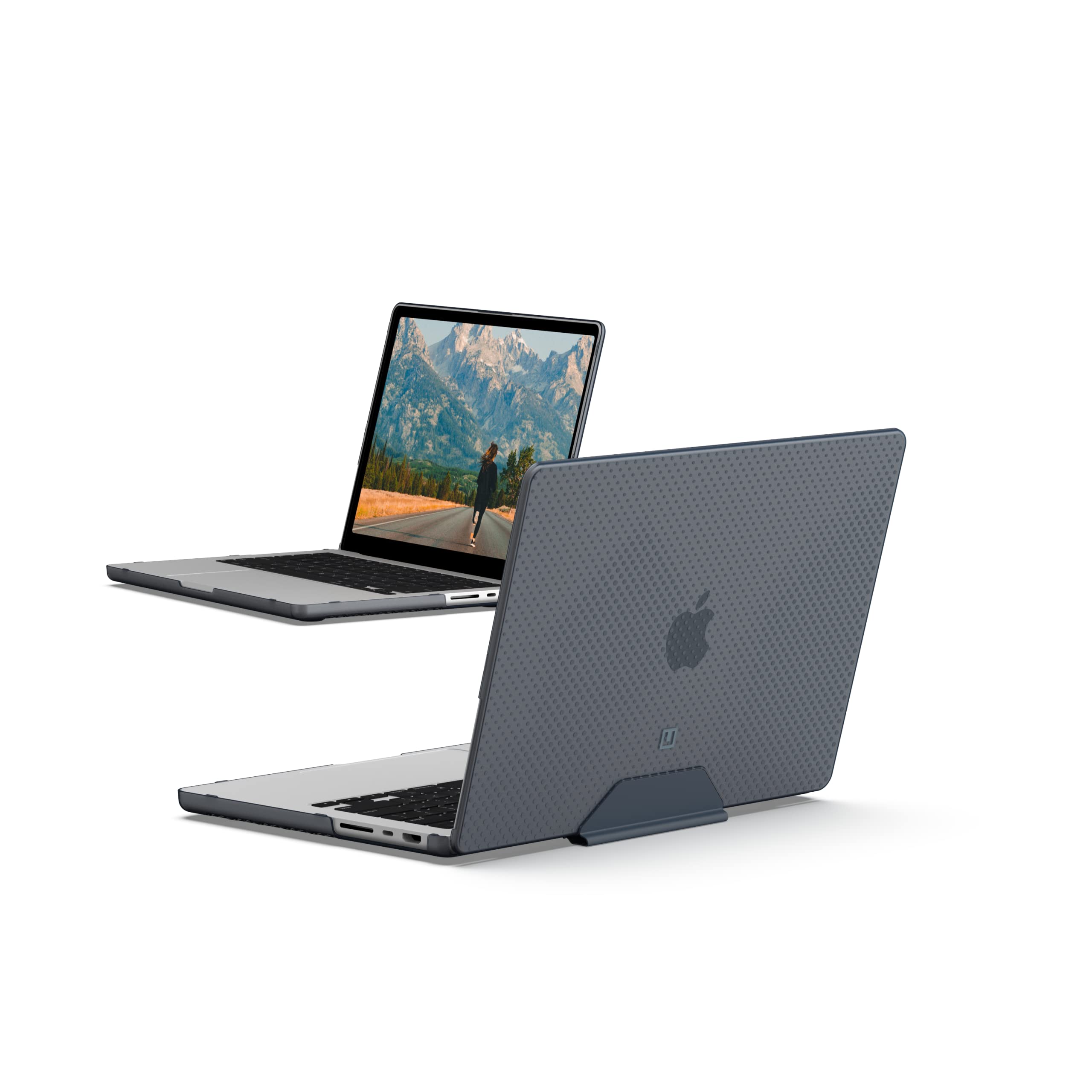 [U] by UAG Designed for MacBook Pro 14" Case 2021-2023 A2918 A2992 M3/M3 Pro/Max, A2779 M2 Pro/Max, A2442 M1 Pro/Max Slim Scratch Resistant Touch ID DOT Protective Laptop Cover, Grey Translucent Ice