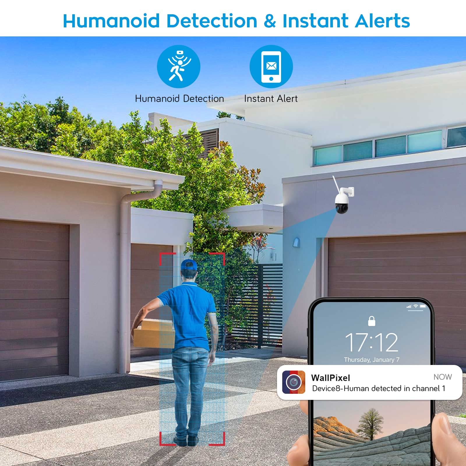 [AI Follow & 240x Zoom] XMARTO 2K Unicorn PRO Wireless Security PTZ Camera, 8CH 5MP HD NVR with 12.1" HD Screen and 4X Auto-Tracking PTZ WiFi Security Camera