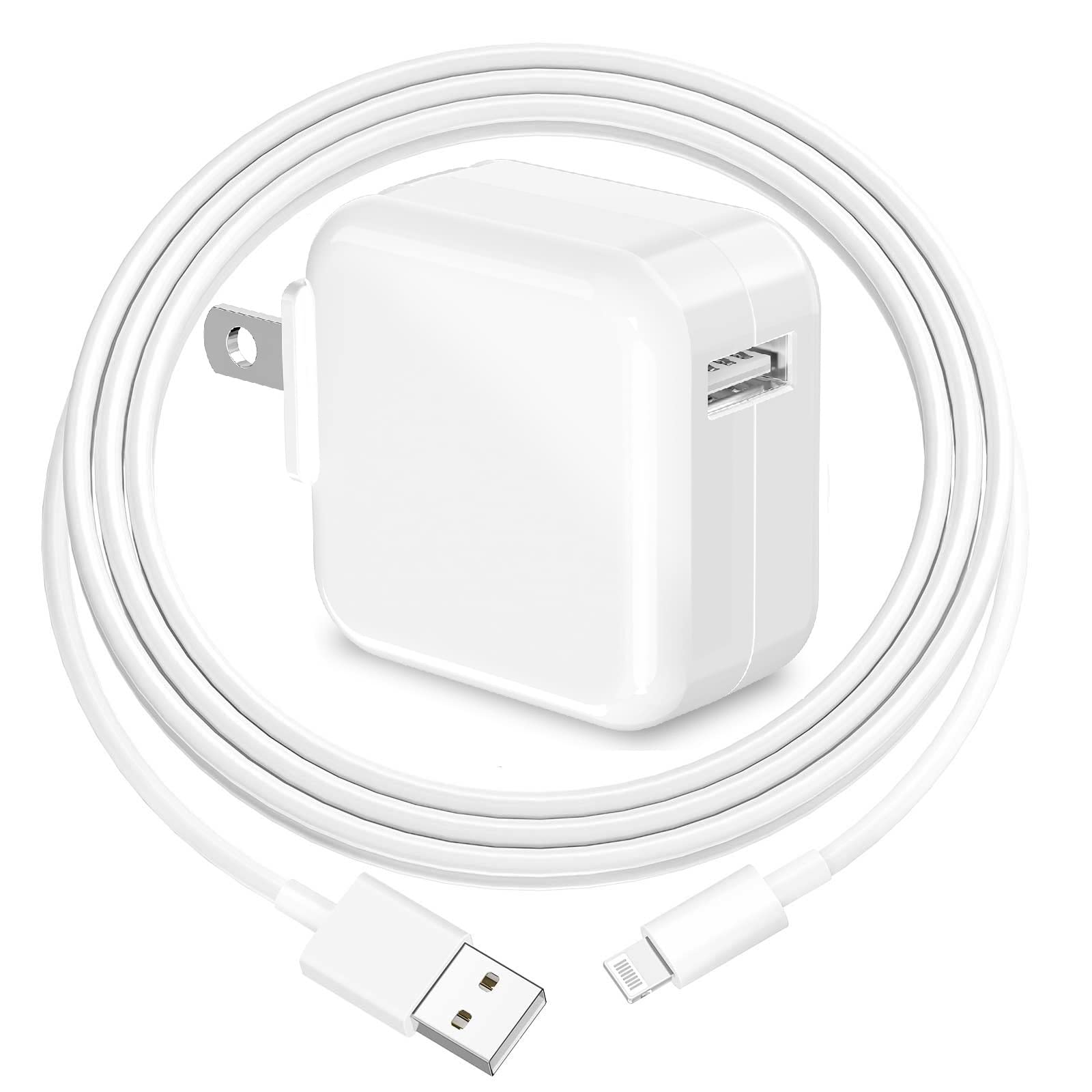 [Apple MFi Certified] iPad Charger, BAOYUANDA 12W USB Wall Fast Charger Foldable Portable Travel Plug with 2.4A USB to Lightning Charging Cable Data Sync Cord for iPhone, iPad, iPad Air, mini, Airpods