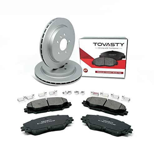 [Front] TOVASTY Brake Pads and Rotors Kit for Chrysl(er PT Cruiser 2003-2009 E-Coated [BKC2022]