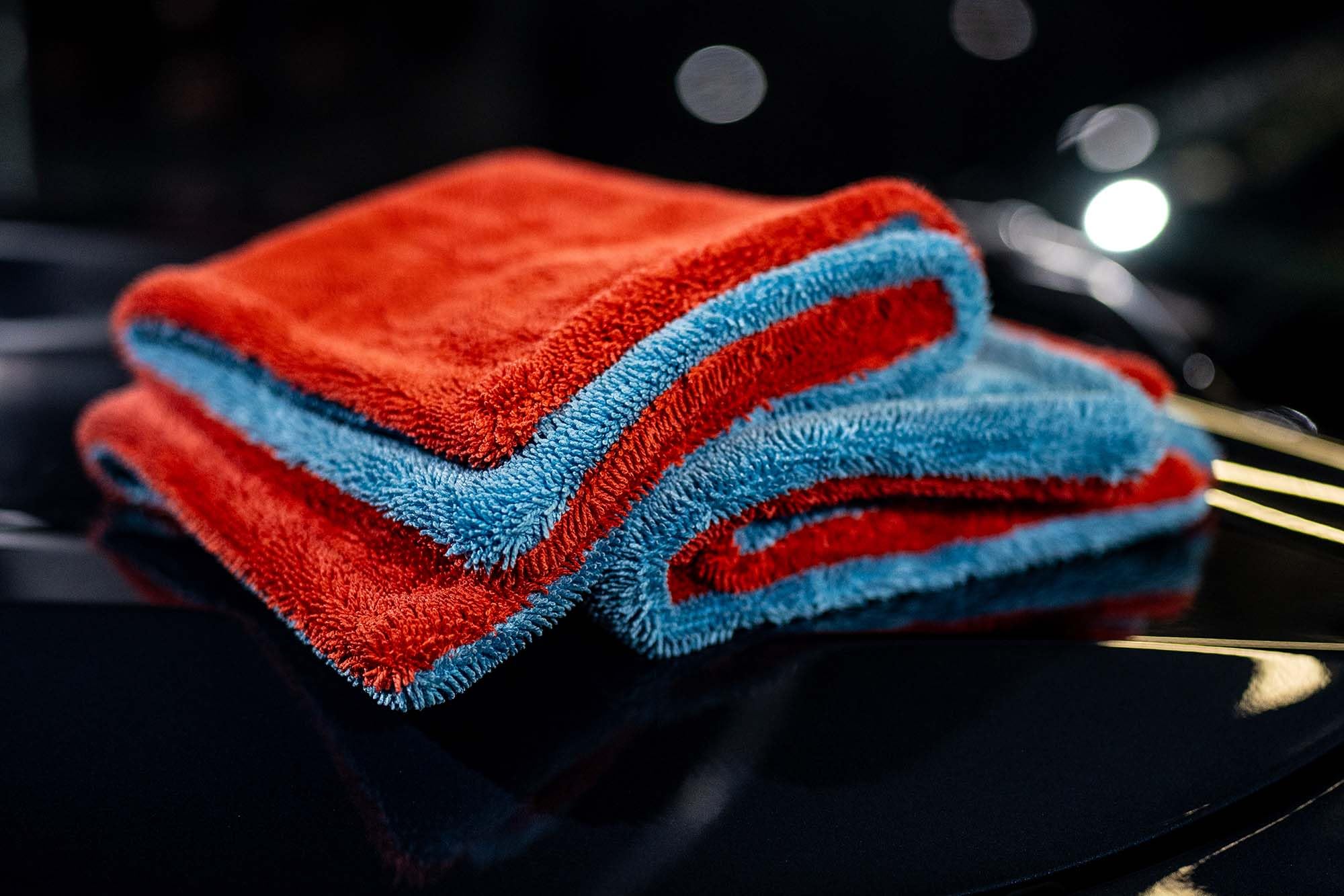 [Dreadnought Max] Triple Layer Microfiber Car Drying Towel | Twist Pile | 1400GSM | 1 Pack (20"x40", Red/Black)