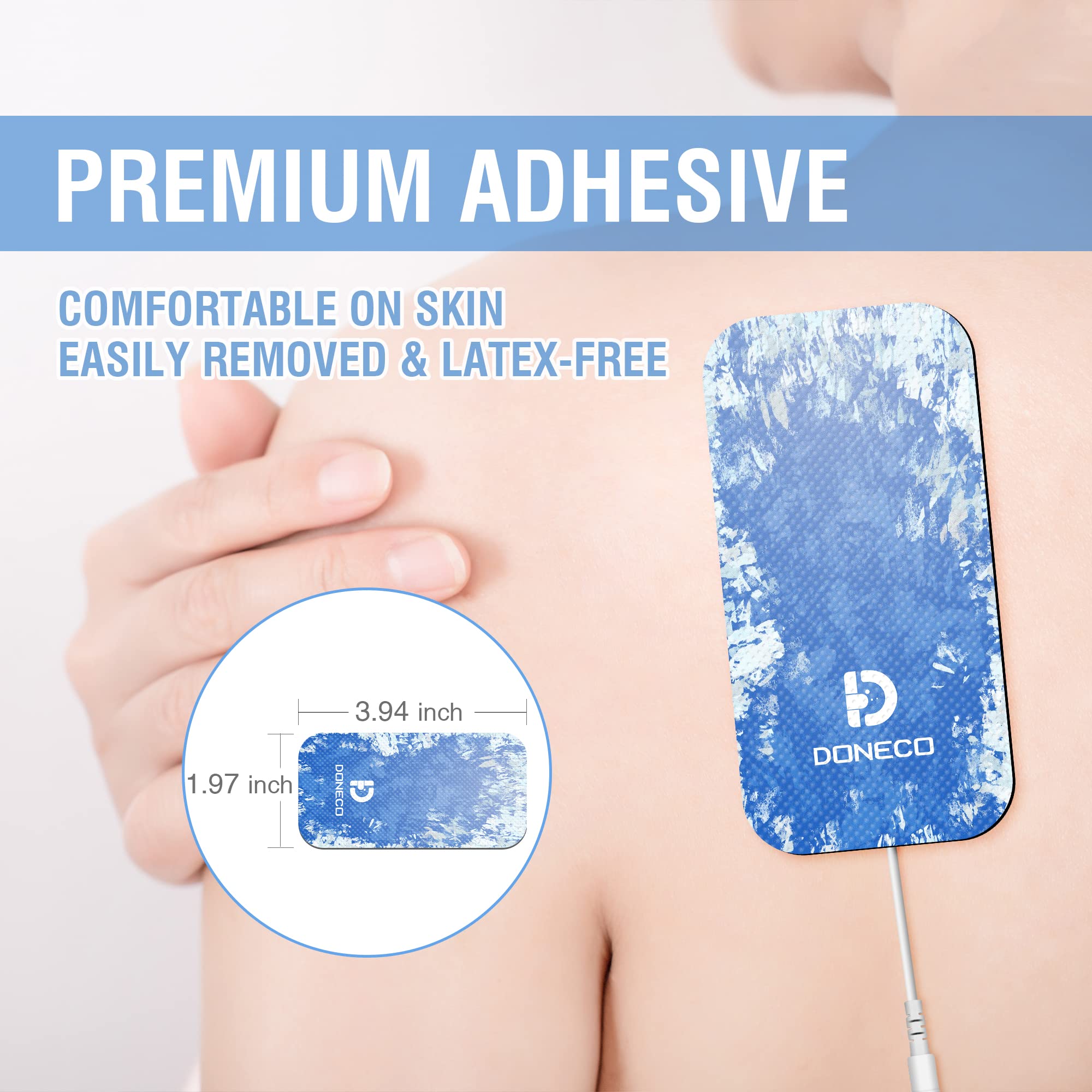 [Cold Pain Therapy] DONECO TENS Unit Pads 2X4 10 Pcs Replacement Pads Cooling Electrode Patches for Cold Physiotherapy and The Treatment of Chronic Local Pain