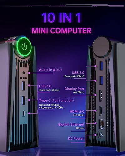 [Gaming PC] Ryzen Mini PC, AMD Ryzen 7 5800U(up to 4.4Ghz) 16GB DDR4 512GB NVME SSD Mini Desktop Computer, Windows 11 Pro Mini Computers [WiFi6/BT5.2] [4K UHD/RGB Lights/3 Adjustable Mode PC Gaming]