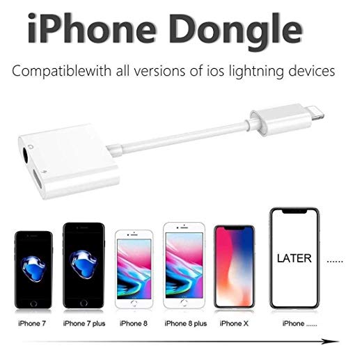 [Apple MFi Certified] 2 Pack Lightning to 3.5mm Headphone Jack Adapter 2 in 1 iPhone Headphones Adapter Charger and Aux Audio Splitter for iPhone 14/13/12/11/XS/XR/X/8/7 Charging+Music Control