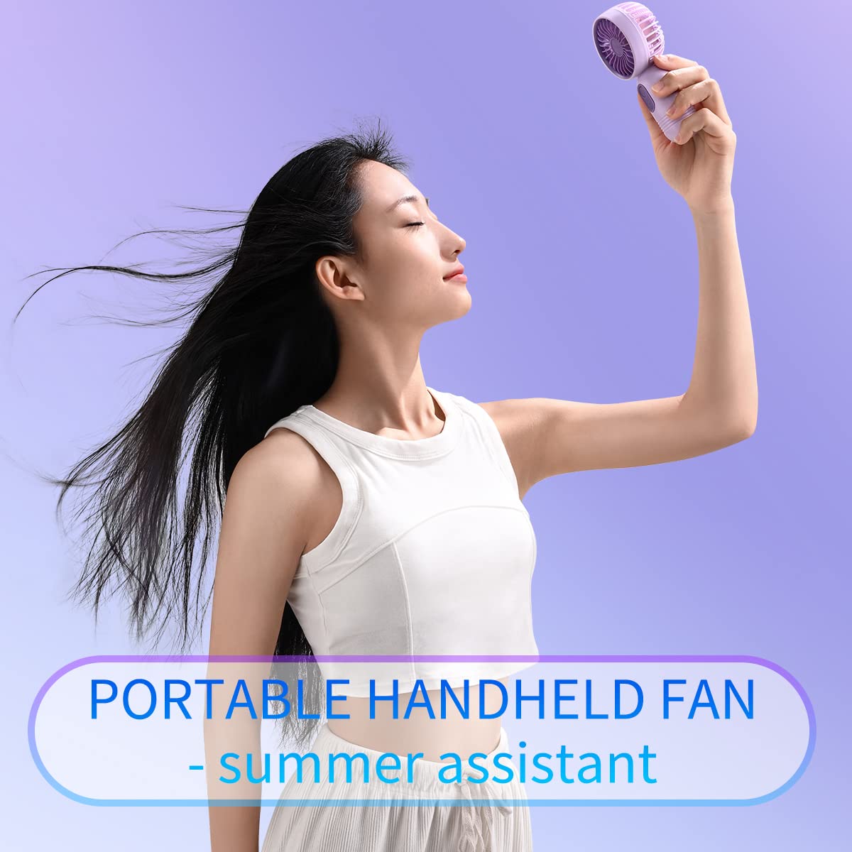 [Portable Mini Fan 3-pack] Handheld Personal Small Fan with 3-speed for Travel, USB Rechargeable Battery Operated Eyelash Fan, Black&White&Pink