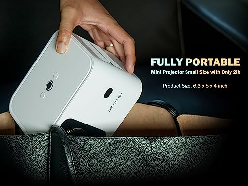 [Electric Focus] 5G WiFi Mini Bluetooth Projector 4K Support, 300 ANSI HD 1080P Portable Video Projector, ±40° Vertical Keystone|Zoom|Timer, DBPOWER Smartphone Projector Outdoor Movie for PC/TV(White)