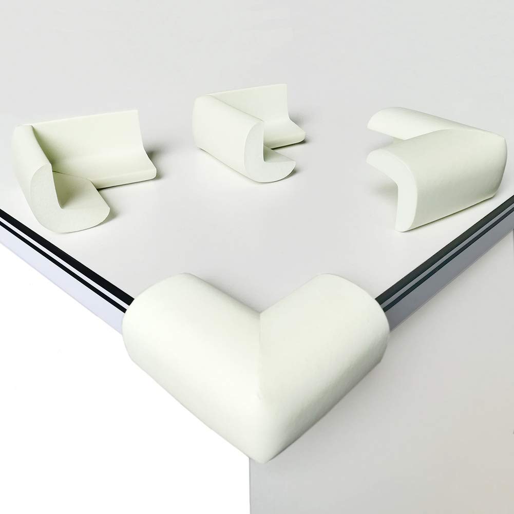 [8 Pack] Child Safety Corner Protectors, Canwn Soft Foam Baby Proofing Corner Guards Right Angle No Smell Table Corner Protectors for Baby and Kids(White)