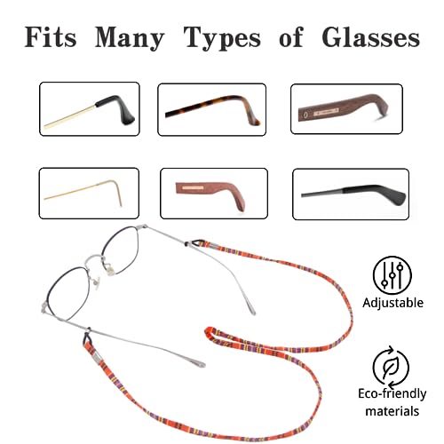 【10 Pieces】Glasses Strap Eyeglasses Holder, Eye Glasses String Strap, Anti-Slip Sunglasses Strap Chain with Hooks, Folk Style Glasses Lanyard Necklace Stylish Eyewear Retainer for Men Women (10pcs)