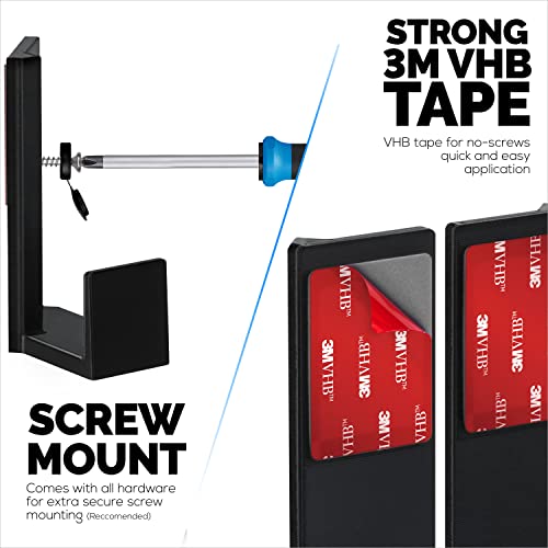 [EOL] 1.5" Corner Cable & Router Wall Mount Holder, Adhesive & Screw-in, for Routers, Network Switch, Mesh WiFi, Apple TV, Cameras, Speakers & More, for Devices Up to 1.5" / 38mm Wide, (Black) [EOL]