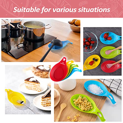 [GRACESTHETIC] Silicone Spoon Rest, 4pcs Spoon holder, Flexible Almond -Shaped, utensil holder, Cooking Utensil Rest – Ladle Spatula Spoon Holder