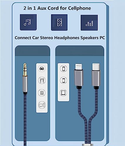 [Apple MFi Certified] Lightning to 3.5 mm Headphone Jack Adapter,iPhone Headphones Aux Audio Dongle + USB Type C to 3.5 mm Jack Female Adapter for iPhone 14 13 Pro Max 12 11 XS XR X 8 7 Samsung S23
