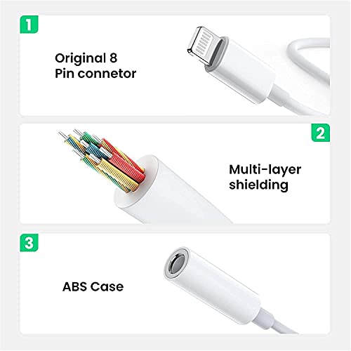 [Apple MFi Certified] Headphone Adapter for iPhone, 4 Pack Lightning to 3.5mm Headphone Earphone Aux Audio Stereo Compatible for iPhone 14 13 12 11 Pro Max XS XR X 8 iPad, Support Call & Music Control