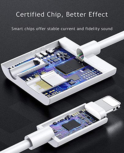 [Apple MFi Certified] iPhone Headphone Adapter 2 Pack, 2 in 1 Lightning to 3.5 mm Headphone Jack Adapter Aux Audio & Charger Splitter Cable for iPhone 14 13 12 11 XS XR X 8 7 6 iPad, Support iOS 16