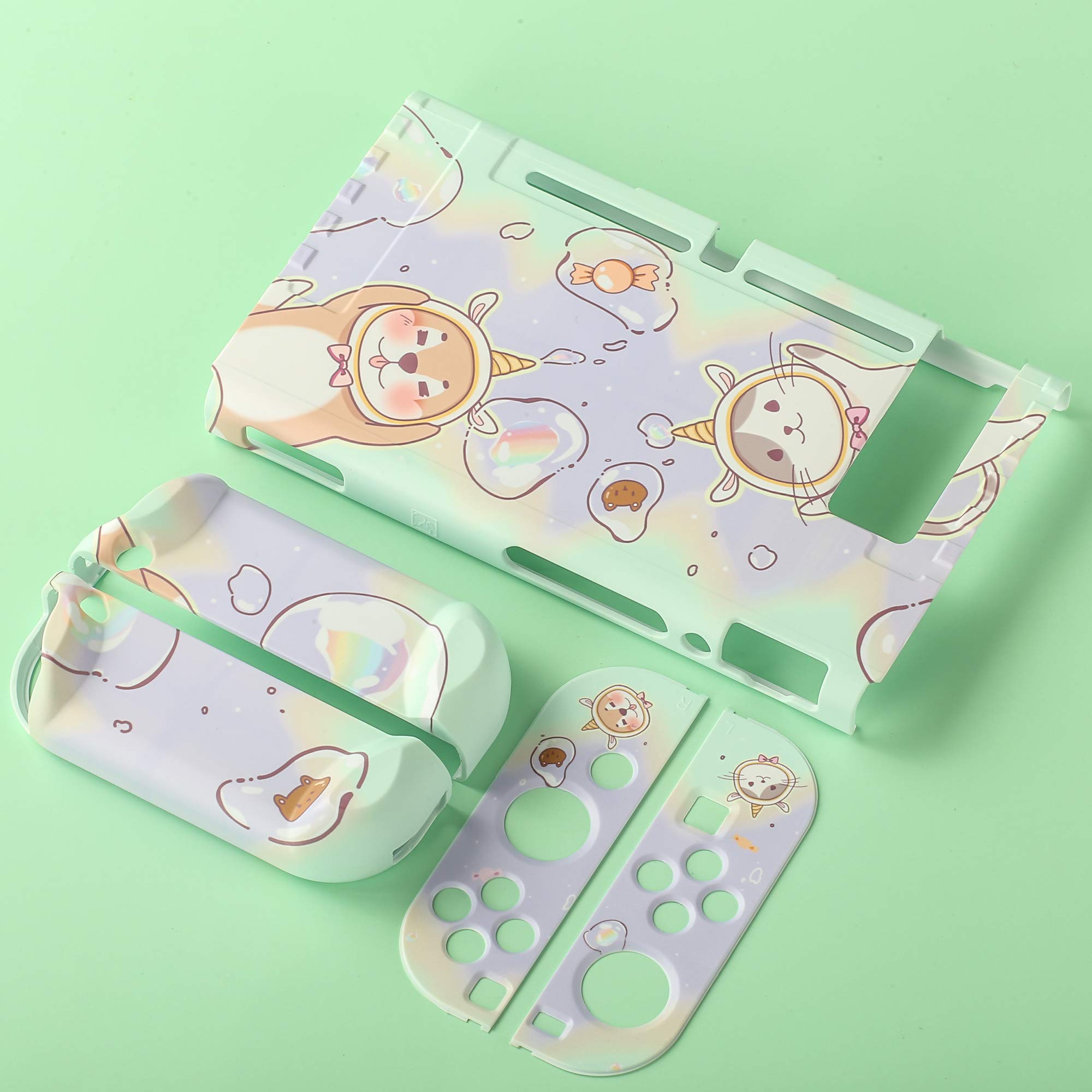 [Pro Version] Case for Nintendo Switch, FANPL Protective Case Cover for Nintendo Switch and Joy Con Controller with 2 Cat Claw Thumb Grips (unicorn)